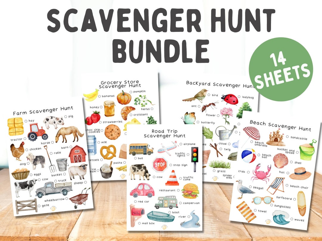 Scavenger Hunt Bundle | 14 Scavenger Hunts for Kids | Fun Activities ...