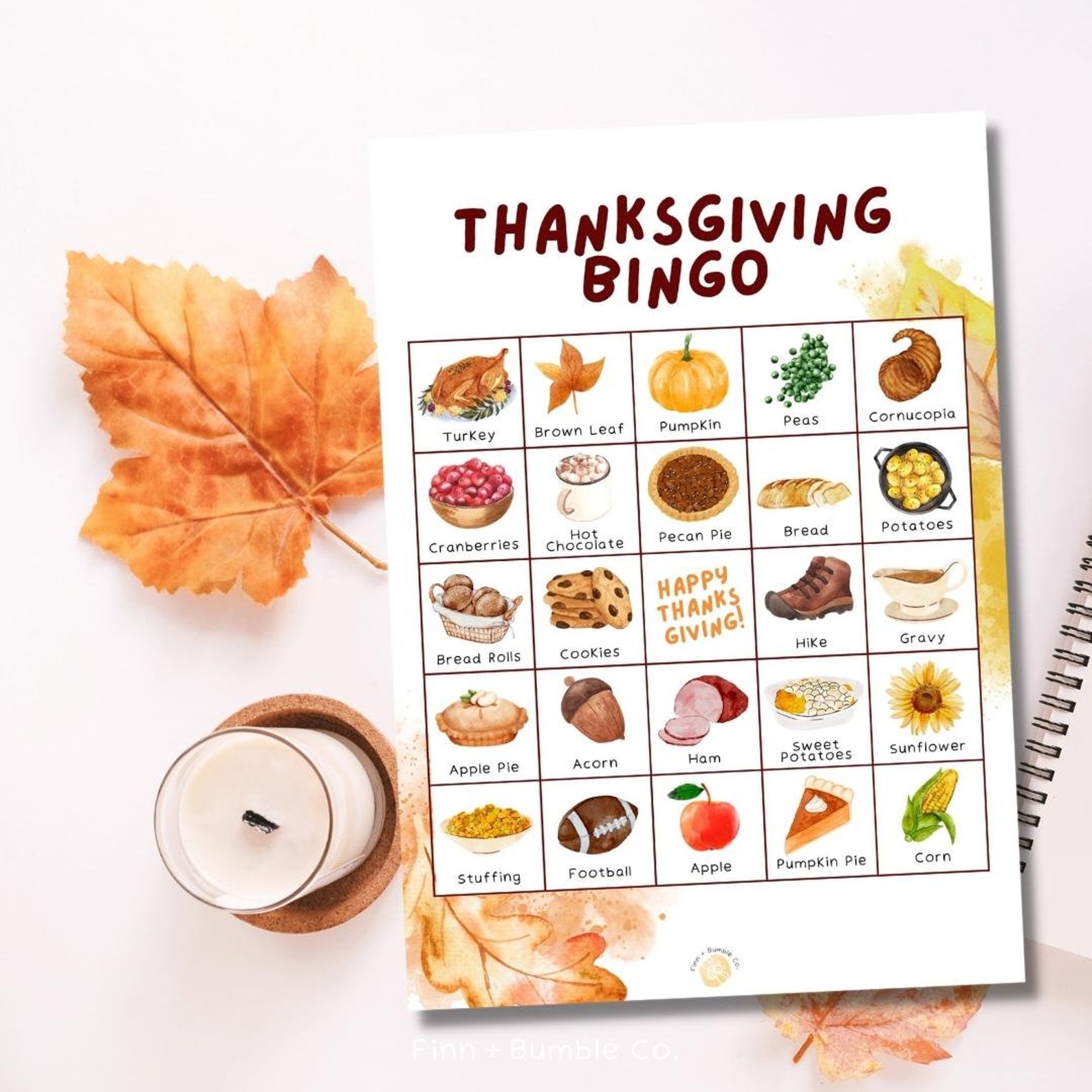 Thanksgiving Bingo Activity | Thanksgiving Game | Friendsgiving Game ...