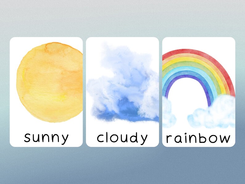 Weather Flashcards Set of 12 Weather Flashcards Preschool - Etsy