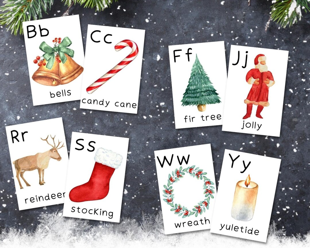 Christmas Themed ABC Flashcards | Christmas A-Z | Christmas Vocabulary ...