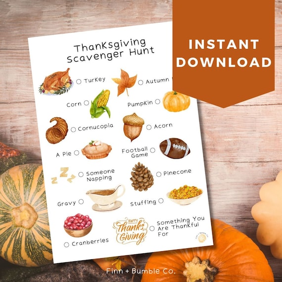 Thanksgiving Scavenger Hunt Fall Scavenger Hunt - Etsy