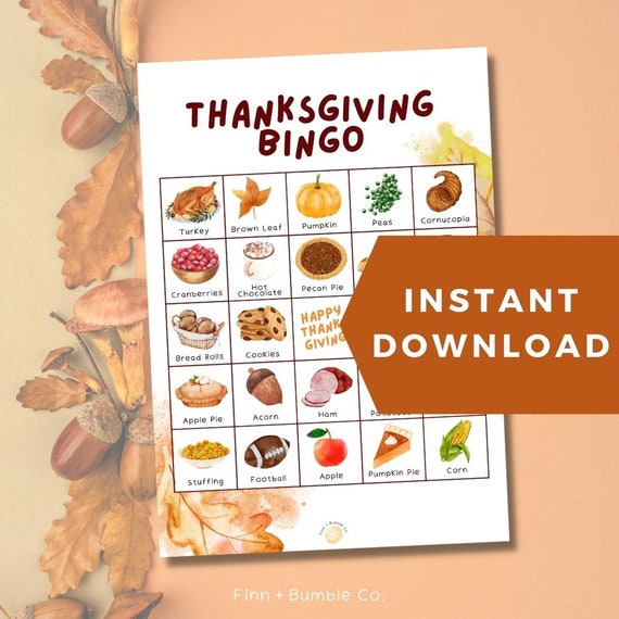 Thanksgiving Bingo Activity Thanksgiving Game - Etsy