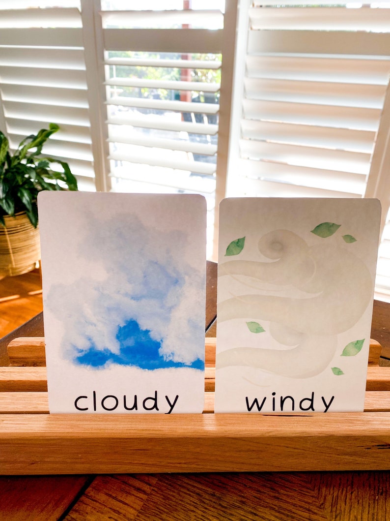 Weather Flashcards Set of 12 Weather Flashcards Preschool - Etsy