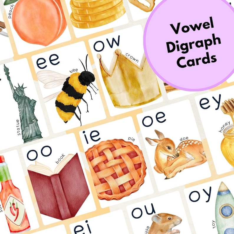 Vowel Digraph Flashcards | Vowel Digraphs and Blends | Learn to Read ...