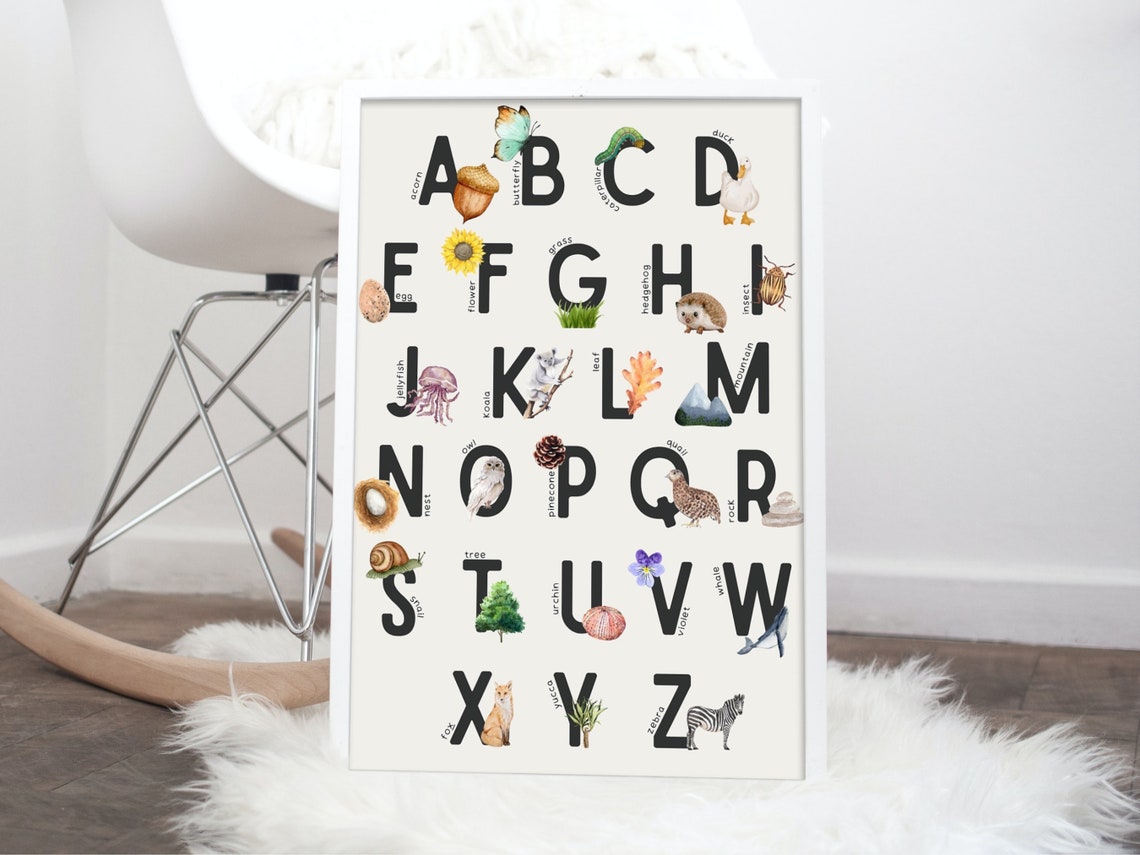 Nature Alphabet Poster ABC Poster Nursery Art Homeschool - Etsy