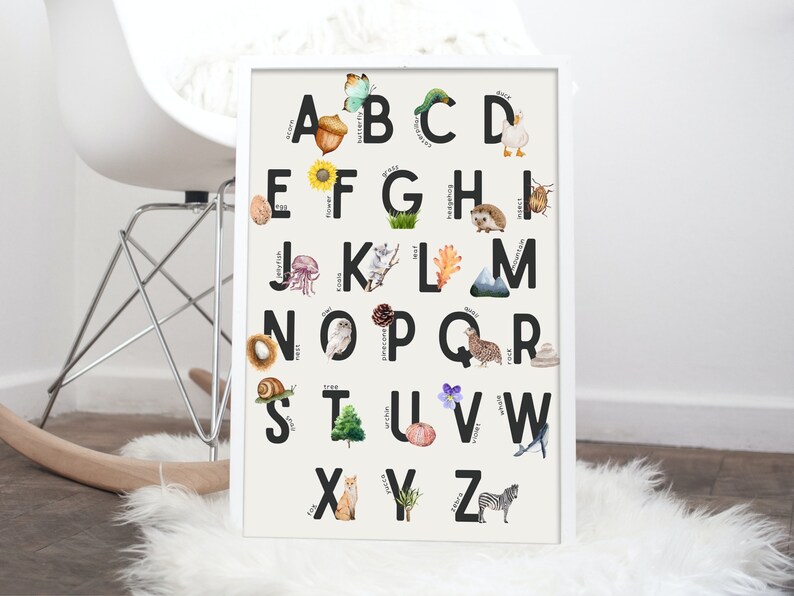 Nature Alphabet Poster ABC Poster Nursery Art Homeschool - Etsy