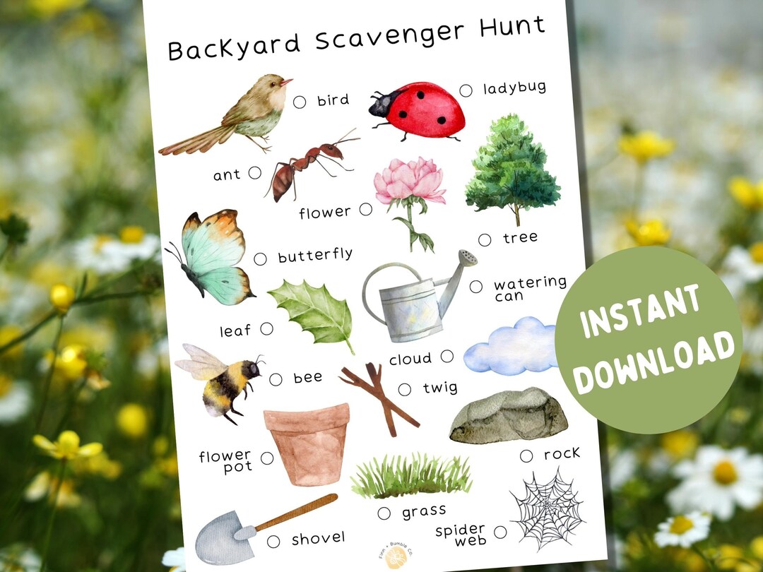Backyard Scavenger Hunt | Nature Scavenger Hunt | Garden Activities ...
