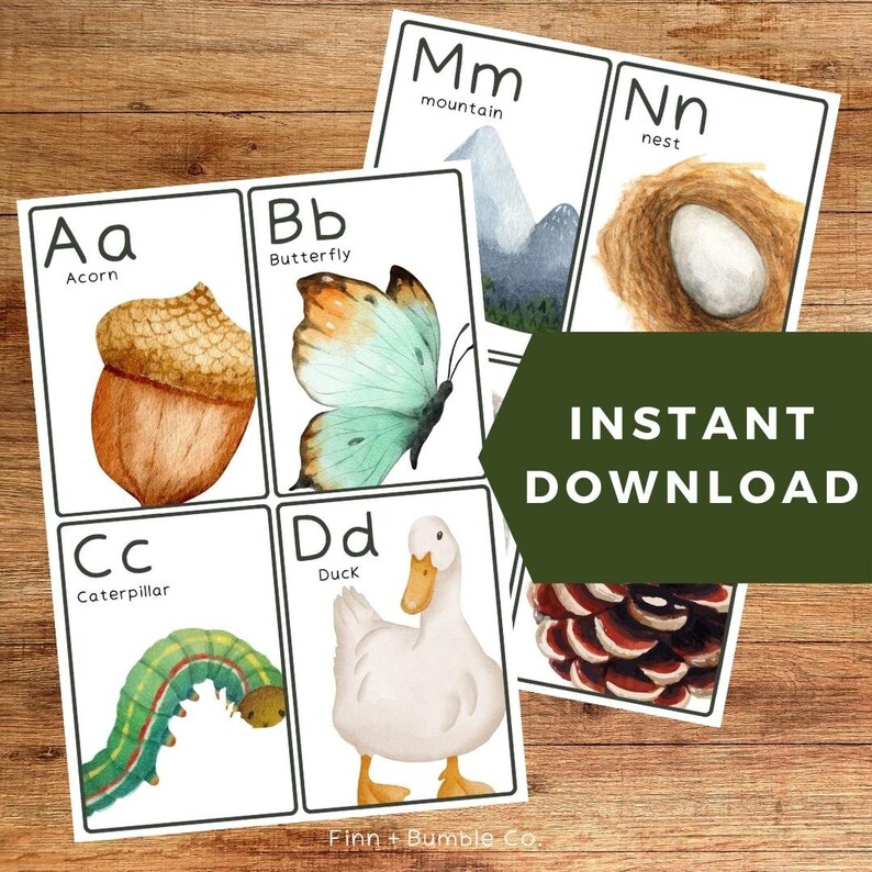 Nature Alphabet Flashcards Alphabet Flashcards ABC - Etsy Australia
