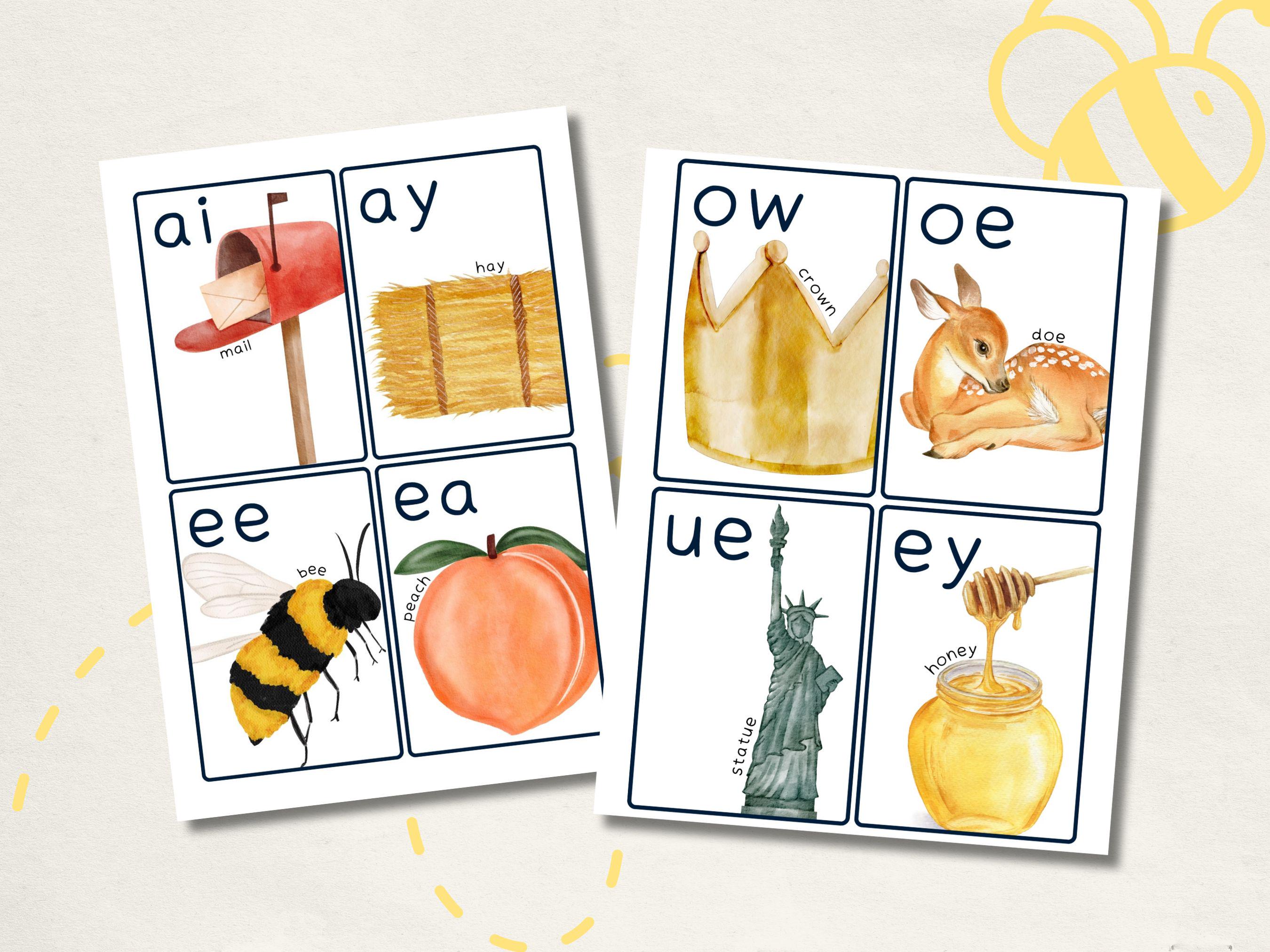 Vowel Digraph Flashcards | Vowel Digraphs and Blends | Learn to Read ...