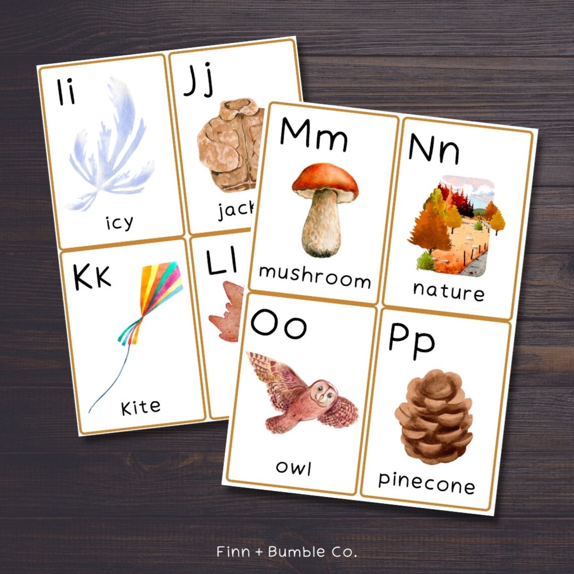 Fall Alphabet Flashcards Homeschool Printable Set of 26 - Etsy