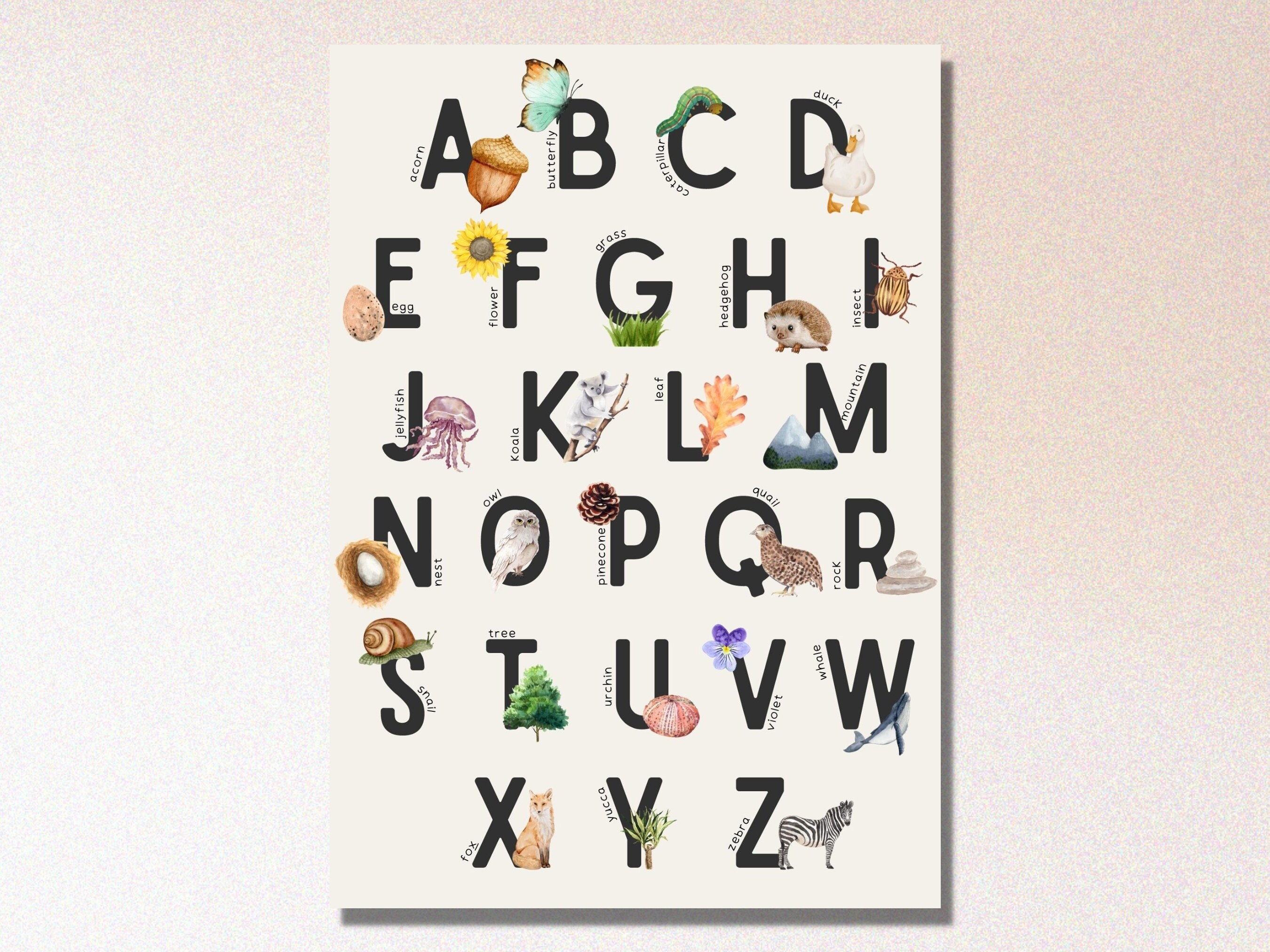 Nature Alphabet Poster ABC Poster Nursery Art Homeschool - Etsy