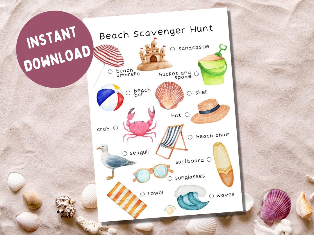 Beach Scavenger Hunt | Summer Nature Scavenger Hunt | Beach Activities ...