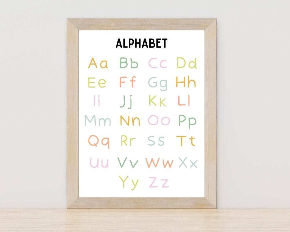 Set of 7 Educational Posters Spring Colour Scheme Counting Poster Alphabet Poster Kids ...