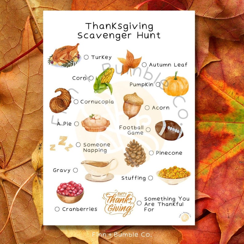 Thanksgiving Scavenger Hunt | Fall Scavenger Hunt | Thanksgiving ...