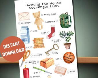 Around the House Scavenger Hunt Printable Indoor Scavenger Hunt Indoor ...