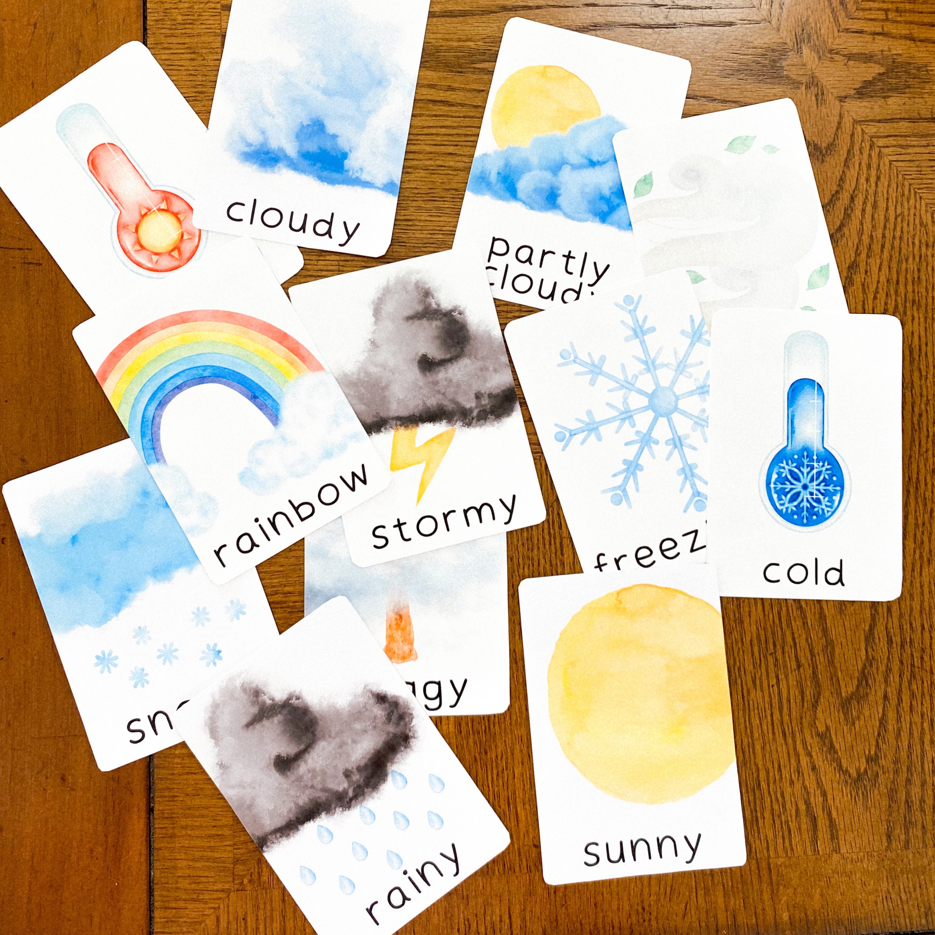 Weather Flashcards Set of 12 Weather Flashcards Preschool Weather ...