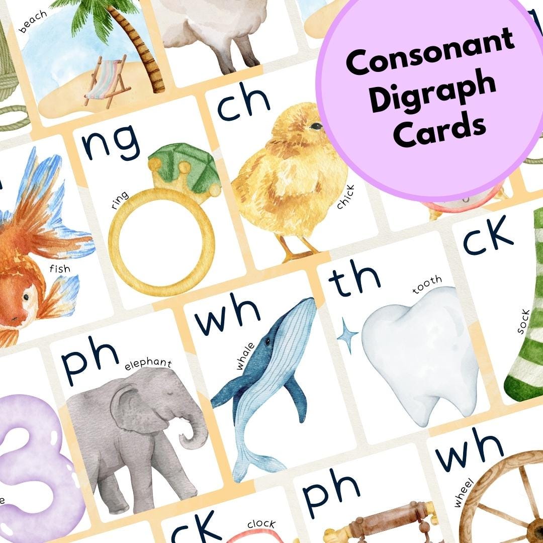 Consonant Digraph Flashcards | Consonant Digraphs and Blends | Learn to ...