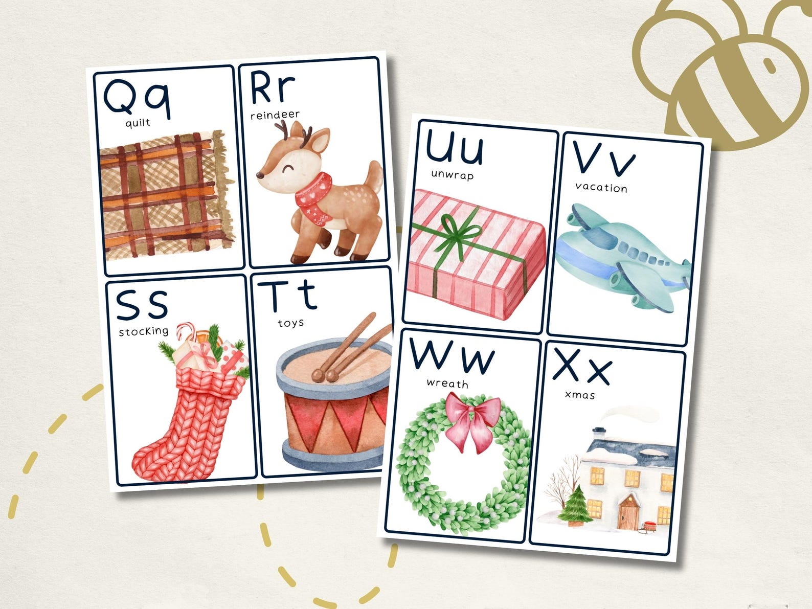 NEW! Christmas Alphabet Flashcards | Watercolour Illustrated A-Z ...