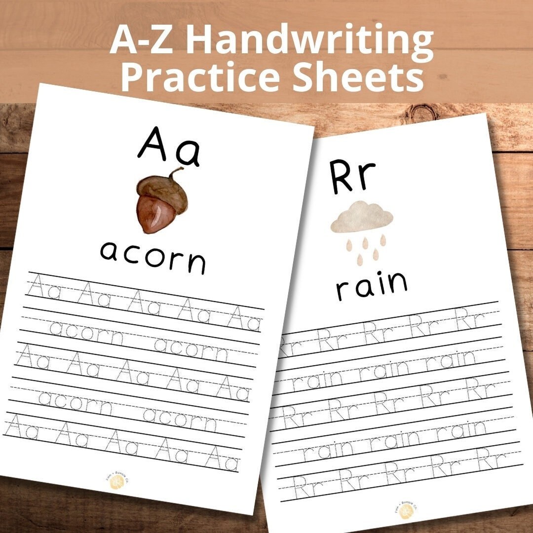 A-Z Handwriting Practice Sheets Fall Themed Printables for Homeschool ...