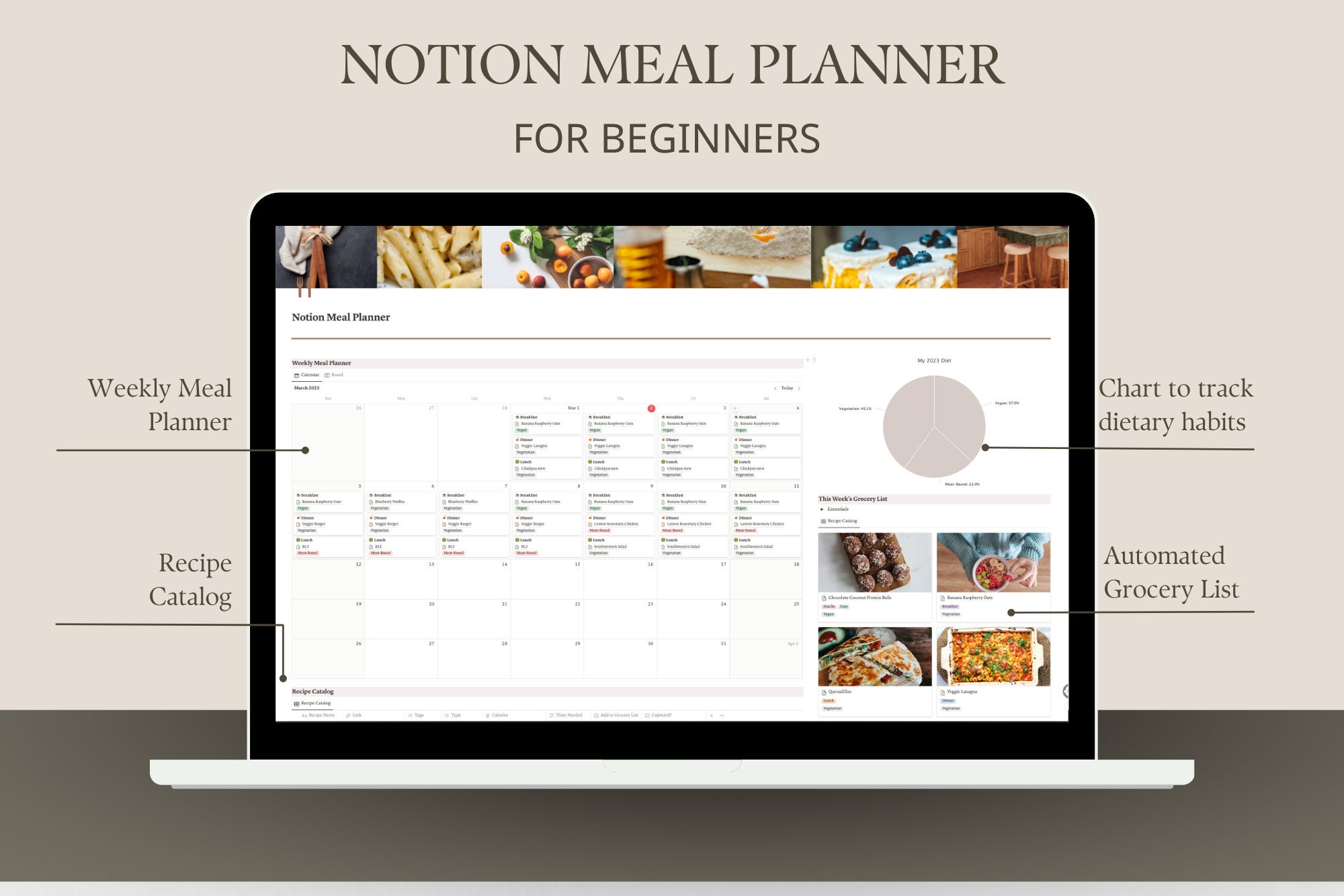 Notion Meal Planner, Digital Meal Planner, Notion Templates, Notion ...