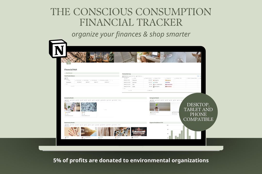 Conscious Consumption Financial Tracker | Notion Template, Notion ...