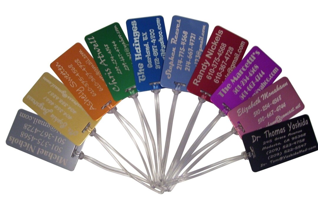 20 Aluminum Laser Engraved Luggage Tags twenty 10 Colors & 50 Fonts - Etsy