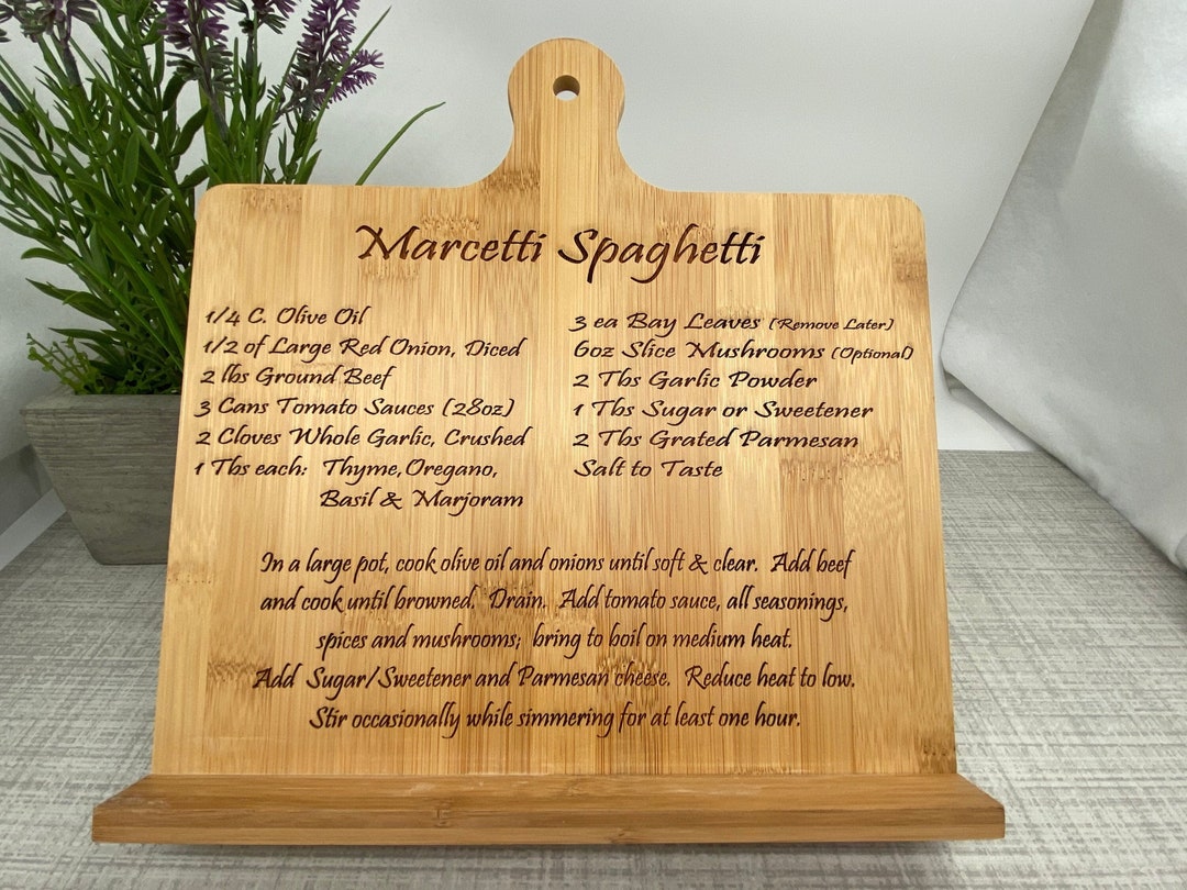 Engraved Personalized Bamboo Cookbook Stand Easel Recipe Book - Etsy
