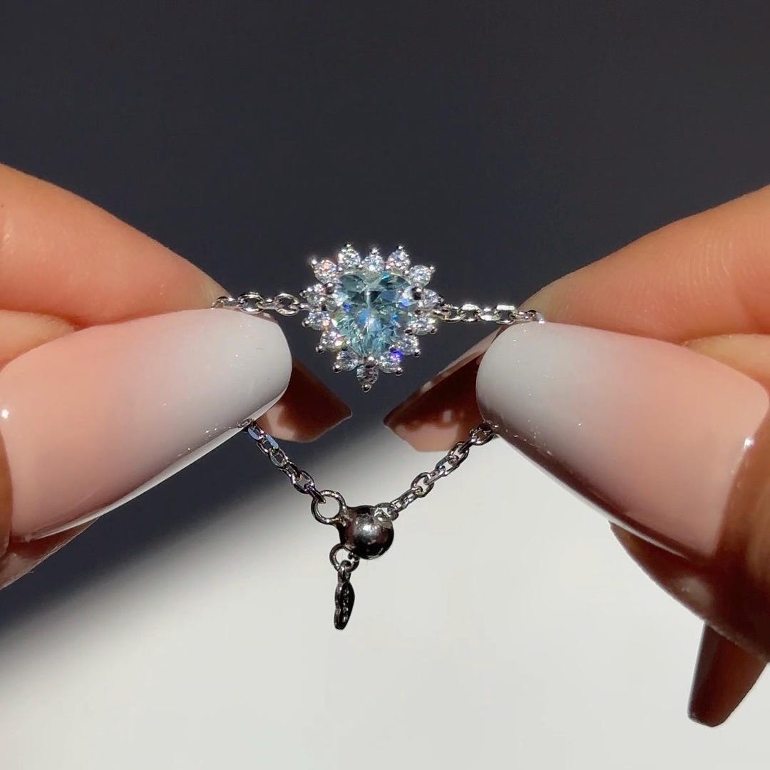 Blue and Pink Heart Chain Ring, Heart Adjustable Chain Ring, Matching ...