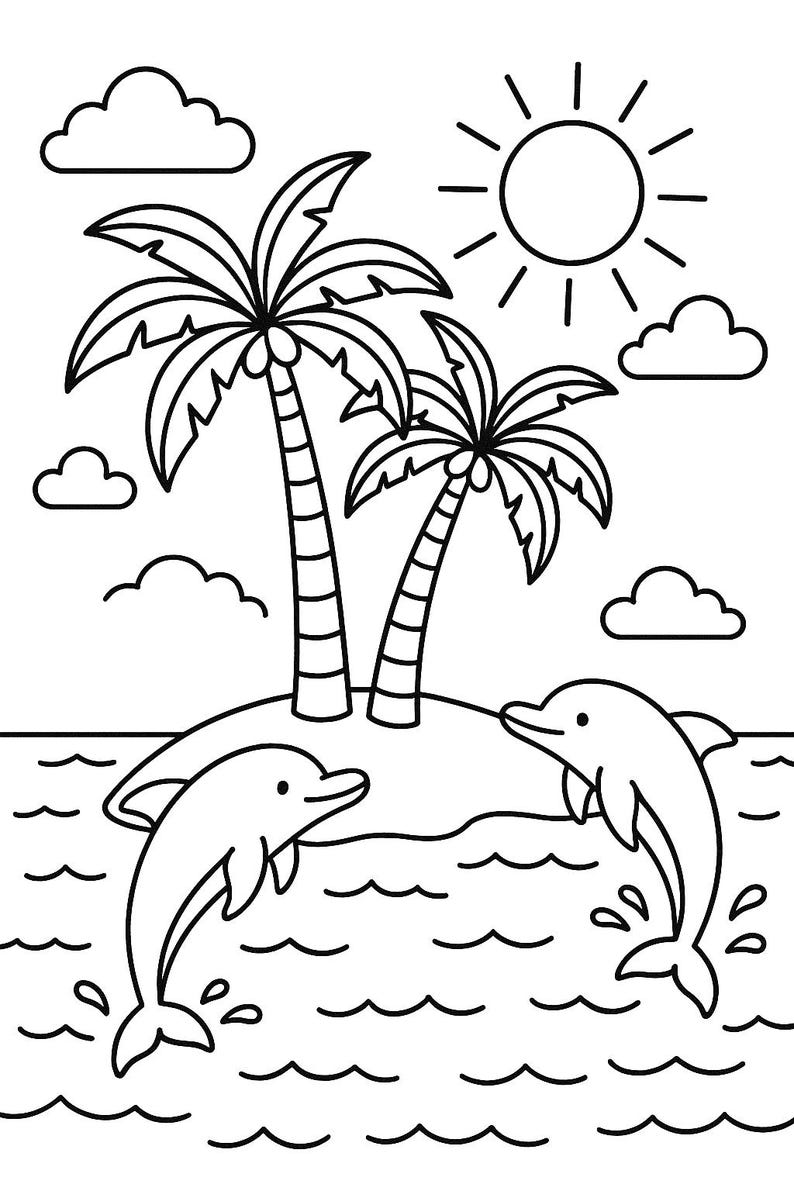 Summer Coloring Book - Cheerful Beach and Tropical Fruits - Etsy