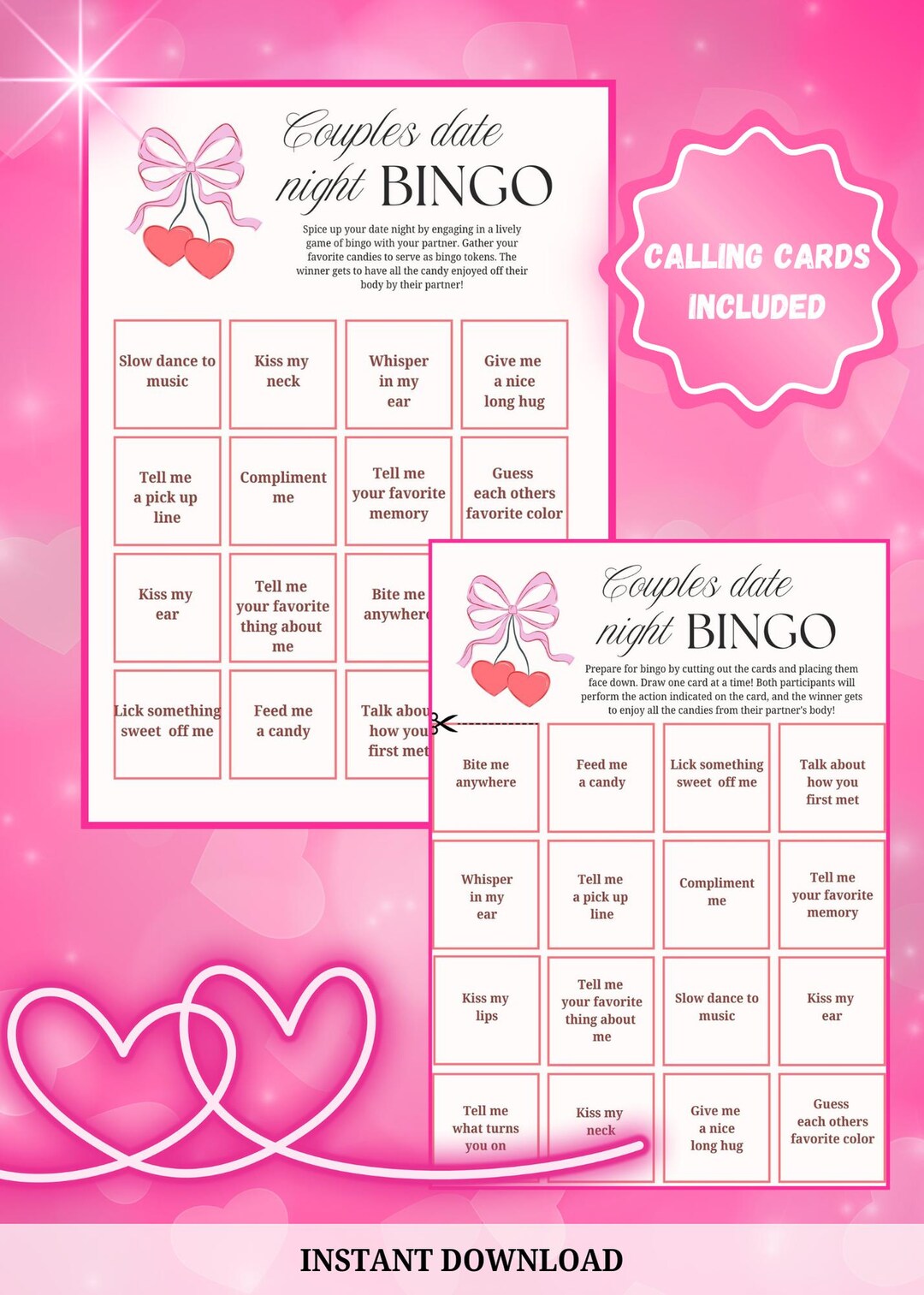 Couples Bingo Game Fun and Flirty Action Exchange-intimate Game for ...