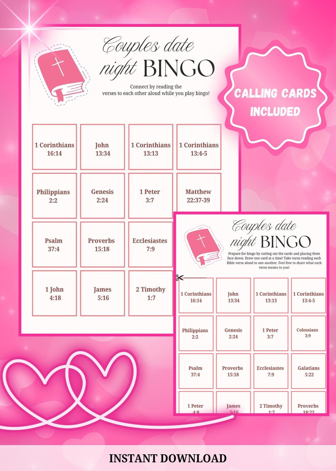 Couples Bible Verse Bingo Game - Gift for Couples, Fun Scripture Game ...