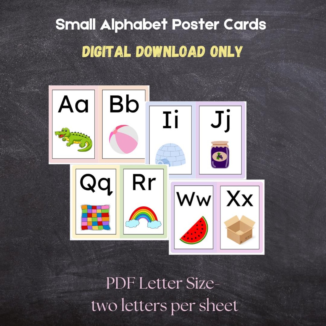 Pastel-themed Small Alphabet Posters With Pictures - Etsy