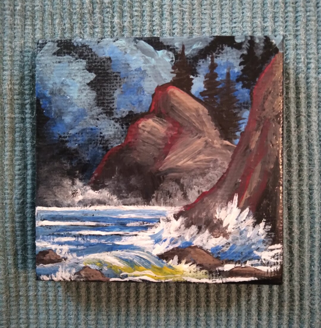 Mini Bob Ross-inspired Landscape - Rocky Coast - Etsy