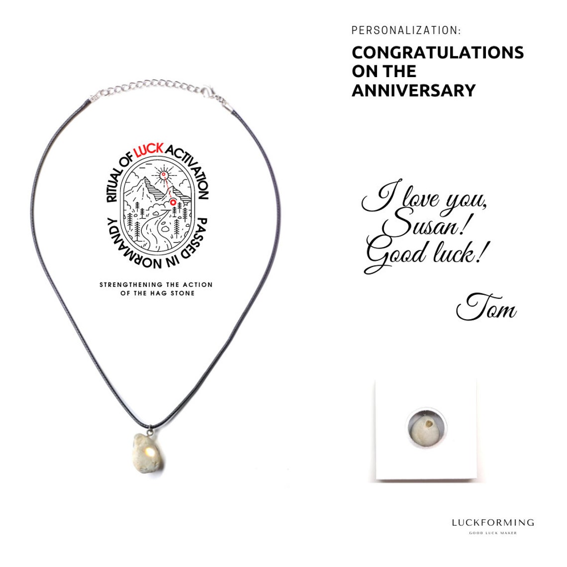 Witch Stone Necklace, Stone With a Hole, Pendant of Good Luck, Hag ...