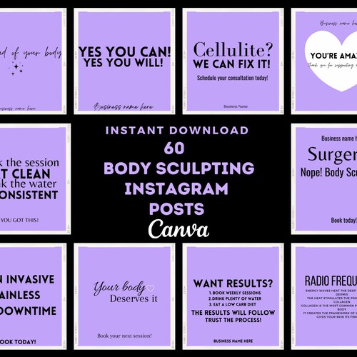 60 Instagram Premade Post Templates for Body Sculpting Easy to - Etsy