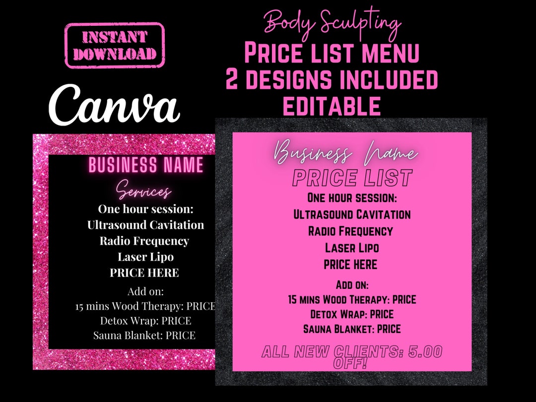 Body Sculpting Price Flyer, Price List, Social Media, Body Contouring ...