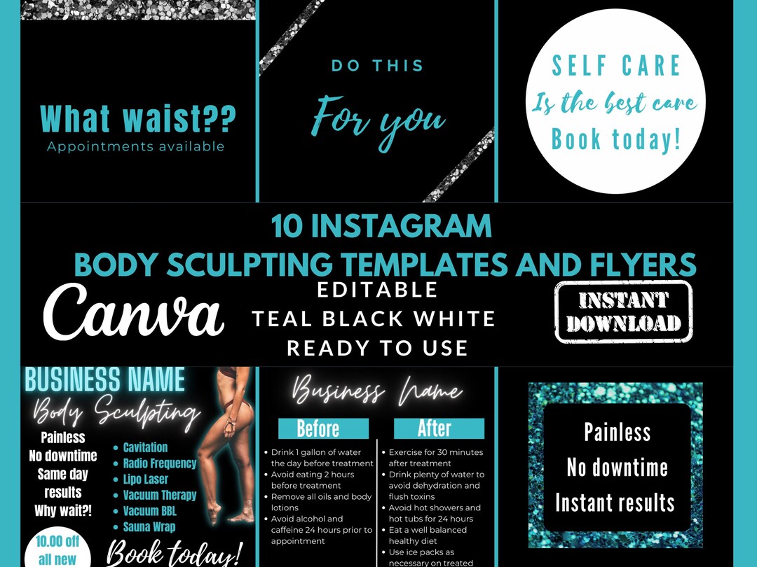 10 Instagram Facebook Body Sculpting Body Contouring Editable Templates ...