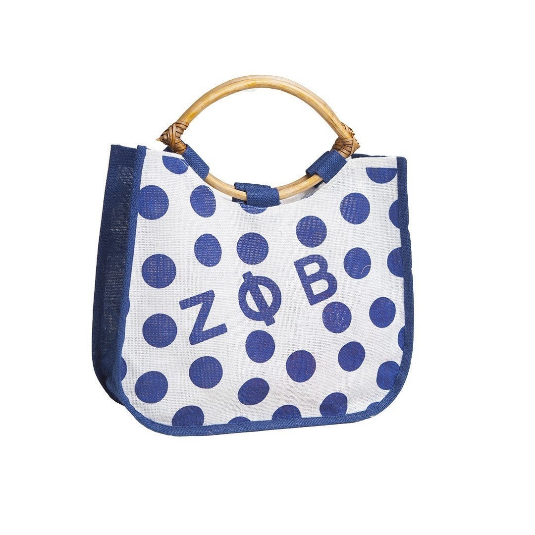 Zeta Phi Beta Bag, Large Polka Dot Jute Bag, J16, Since 1920, Zeta ...