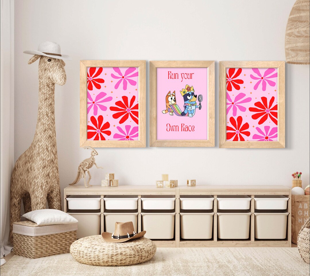 3 X A3 Bluey Wall Art , Run Your Own Race, Downloadable on Canva - Etsy