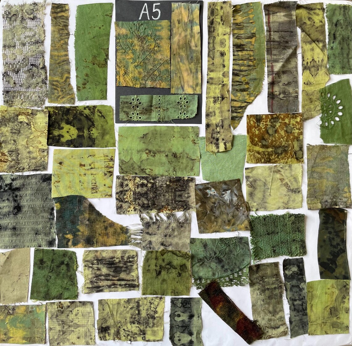 Naturally Dyed Fabric Bundle, Set of 100 Pieces Hand Dyed Fabric ...