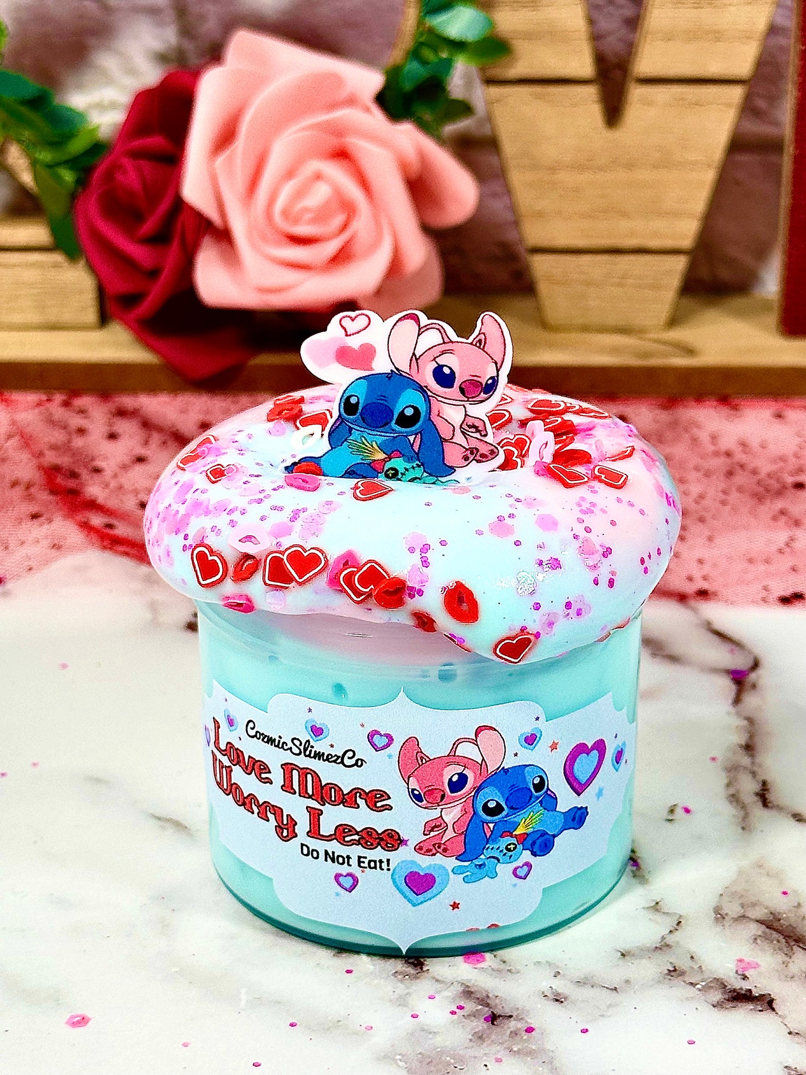Stitch Swirl Butter Slime ~ Love More Worry Less ~ Valentine's Slimes ...