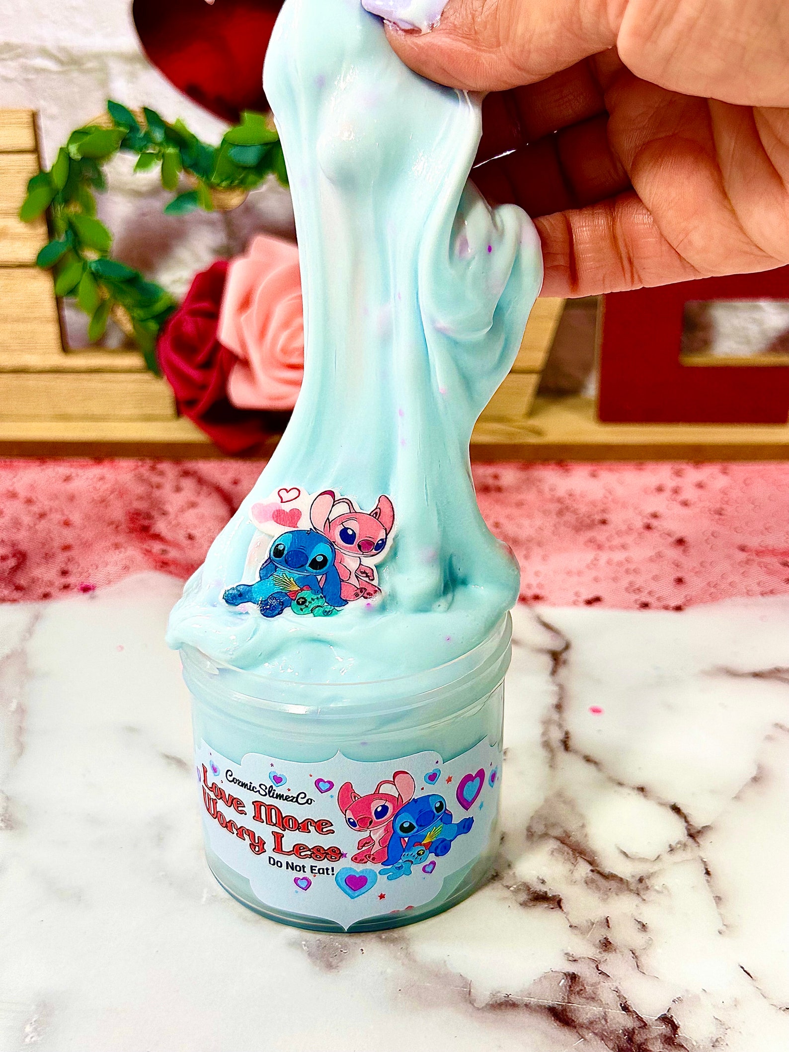 Stitch Swirl Butter Slime ~ Love More Worry Less ~ Valentine's Slimes ...