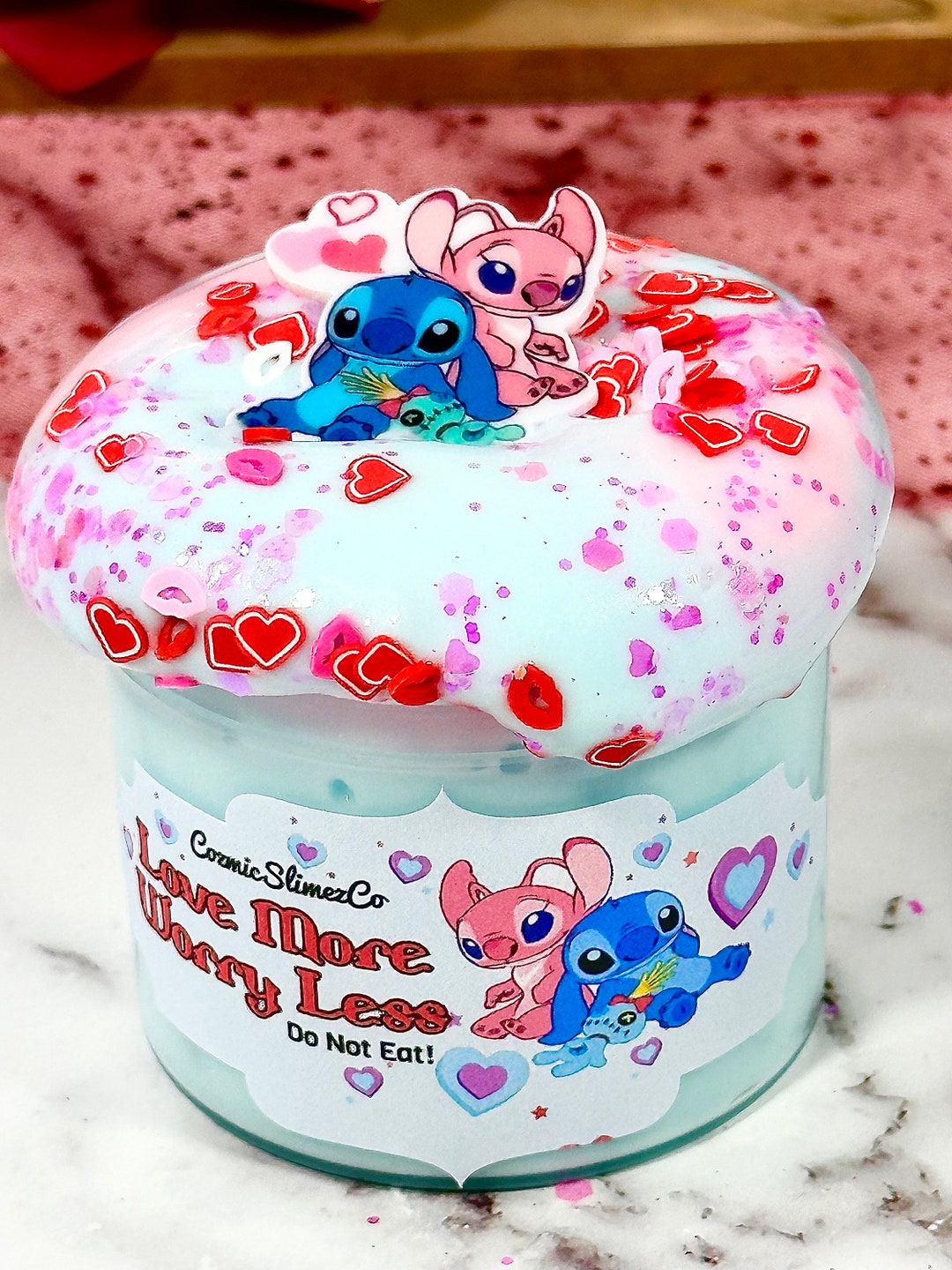 Stitch Swirl Butter Slime ~ Love More Worry Less ~ Valentine's Slimes ...