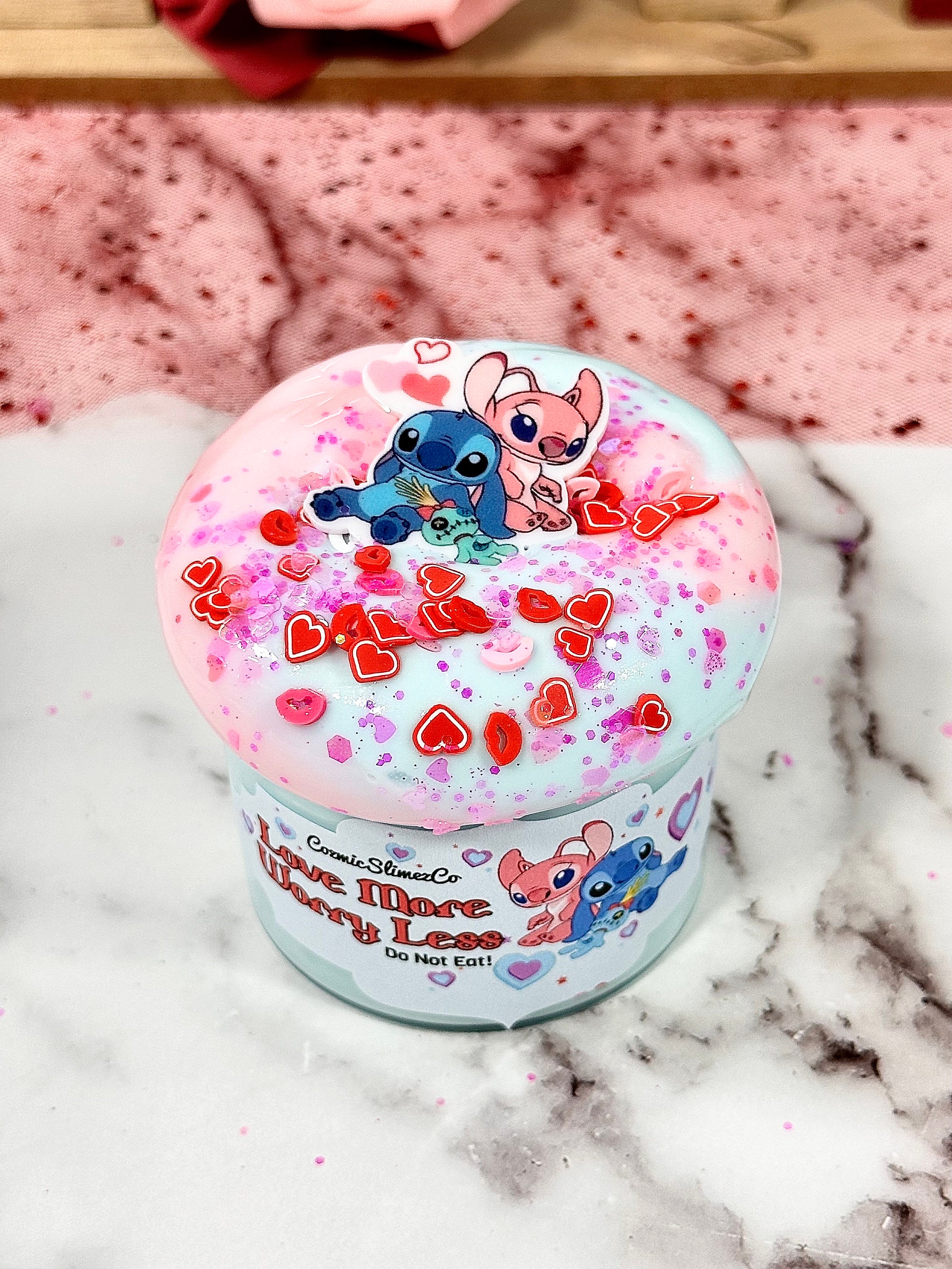 Stitch Swirl Butter Slime ~ Love More Worry Less ~ Valentine's Slimes ...