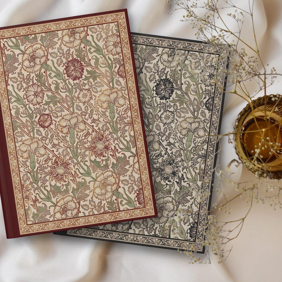 William Morris Journal With Red Roses | Art Nouveau Flower Notebook ...