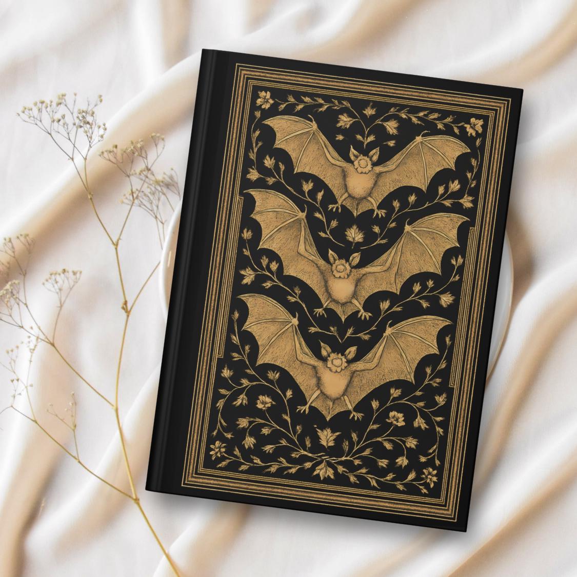 Gothic Bats Journal, Vintage Dark Academia Notebook Gold Foil Look ...