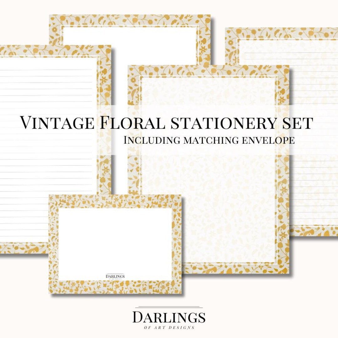 Yellow Flowers Stationery Set Vintage Letter Writing Paper Floral ...