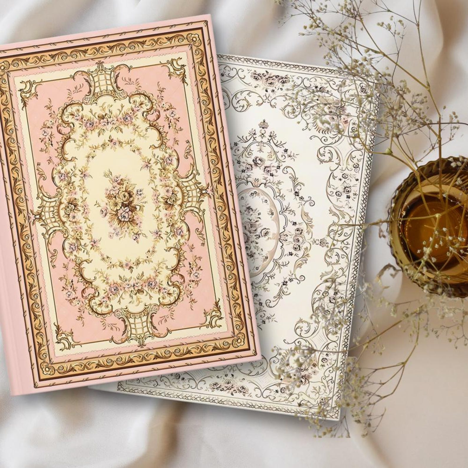 Vintage Pink Rococo Notebook | Victorian Floral Rose Journal ...