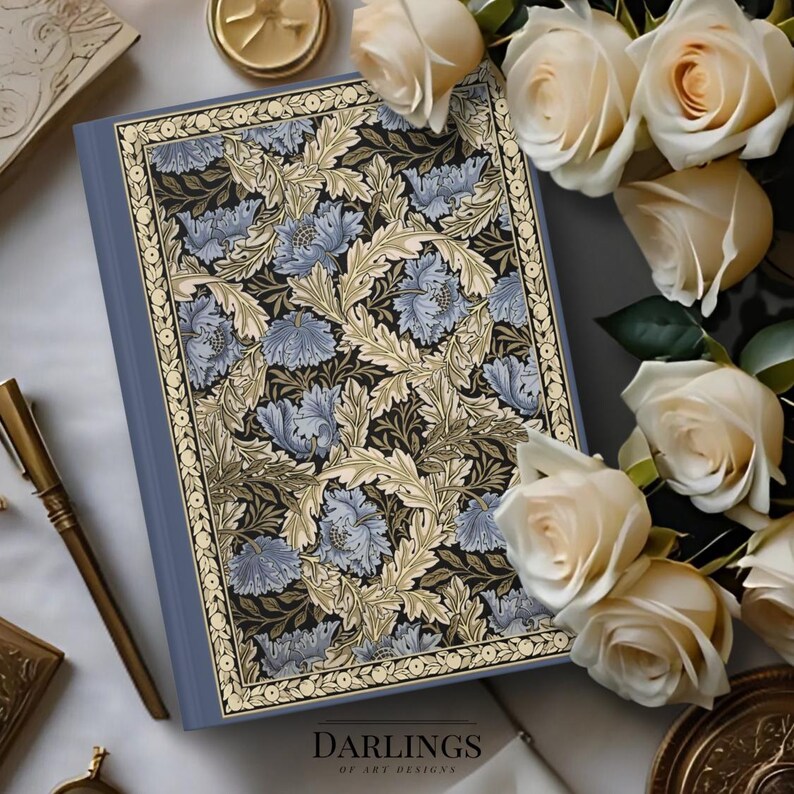 Gold Look Flower Journal William Morris Notebook Vintage Gold Foil Look ...