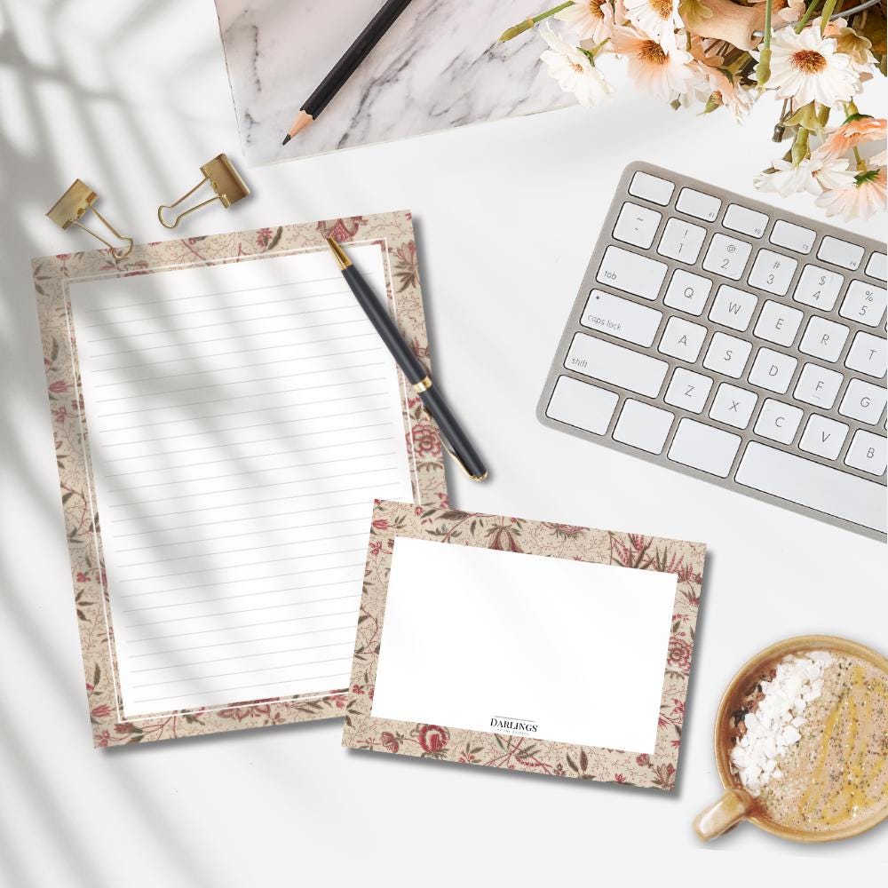 Printable Vintage Stationery Set Floral Writing Paper Flower Digital ...